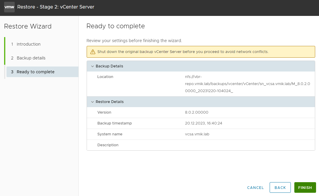Backing up and restoring VMware vCenter Server. Part 1 – Native backup – en.vmik.net