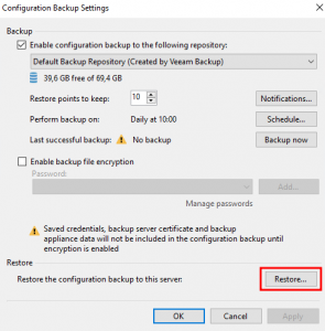 Restoring Veeam Backup Server from configuration backup | en.vmik.net